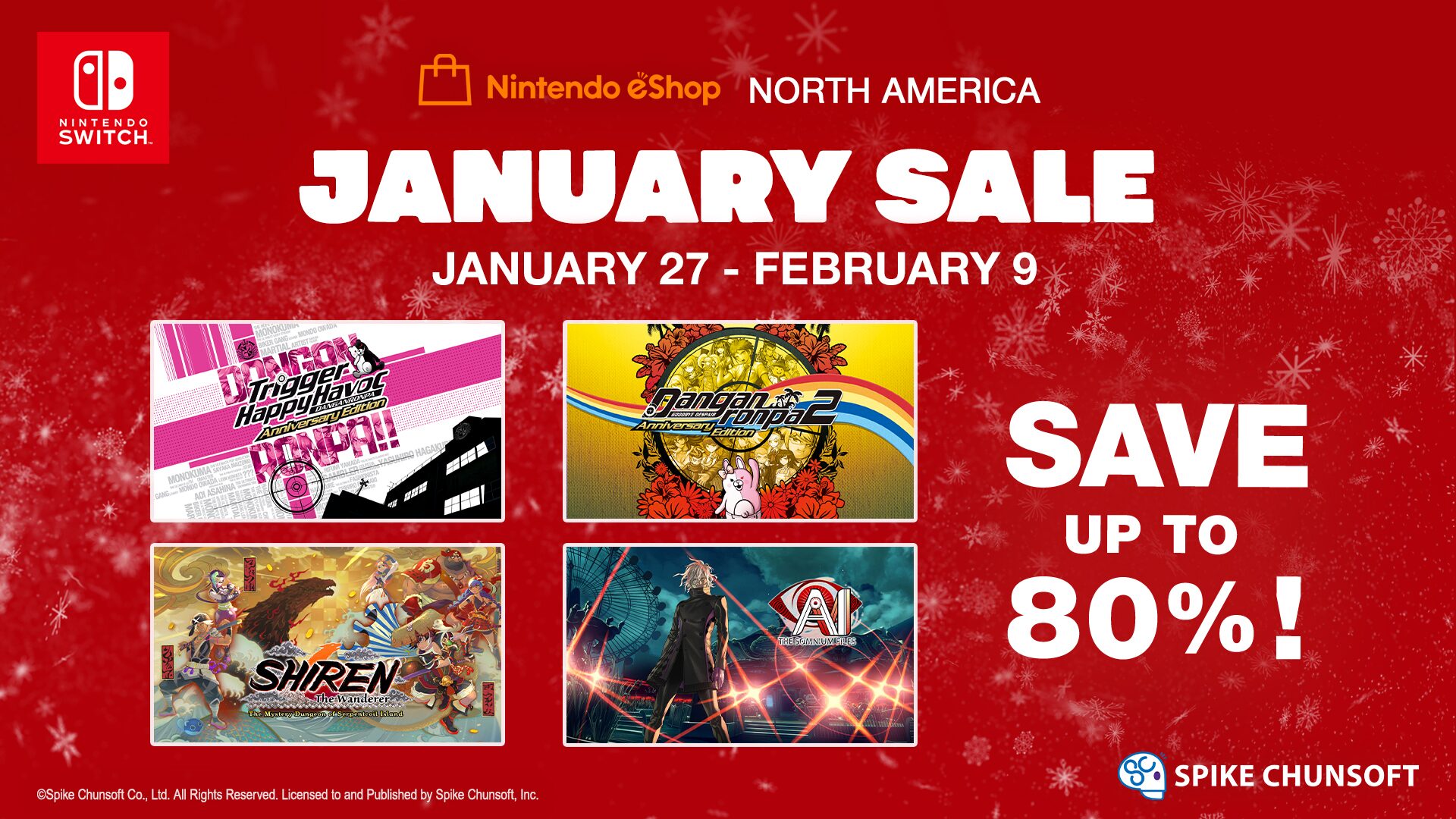 Spike Chunsoft Reveals January Sale for Nintendo Switch